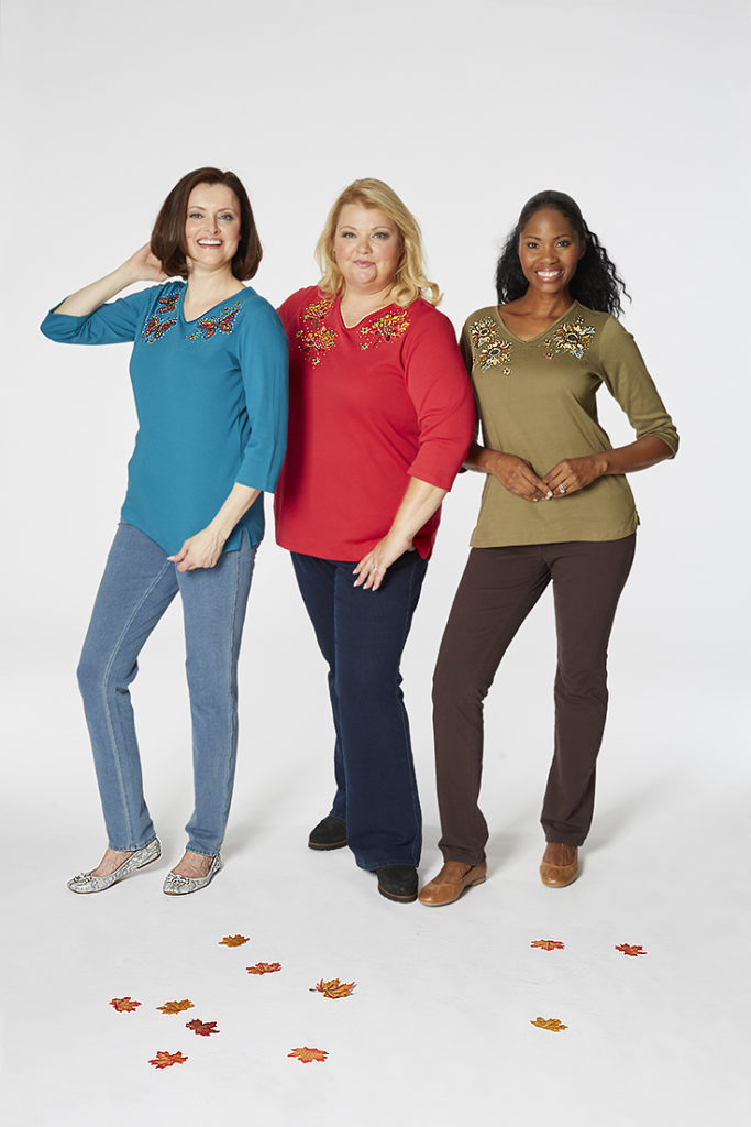 NEW Quacker Factory 3/4-Sleeve V-Neck Autumn Motif Knit Top!